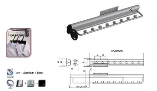 Pull-out Hanging Rail 800mm - solmer.co.uk