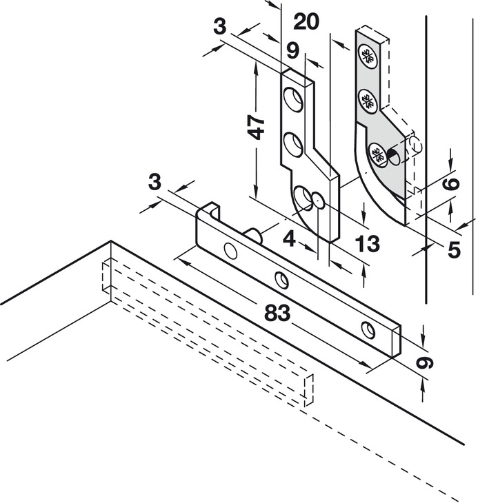 Pivot Hinge 90° for Writing Bureau - solmer.co.uk