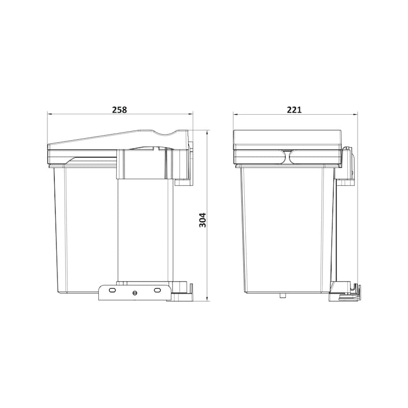 Swing Out Waste Bin, Single for Hinged Door Cabinets, VS ENVI - solmer ...