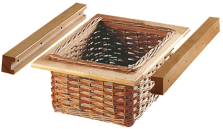 Wicker Kitchen Basket For 500mm Cabinet With Wood Runners for 18/19 mm ...