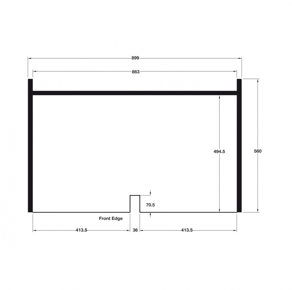 900 mm Double Base Unit Liner Matt Aluminium for 18 mm Board Thickness ...
