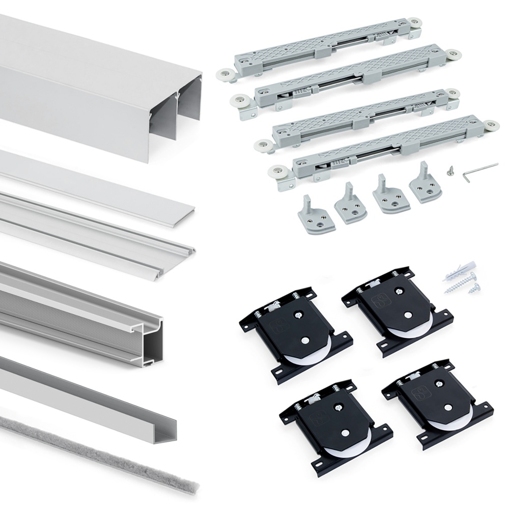 Wardrobe Sliding System Set for 2 Sliding Doors Sharp Profiles ...