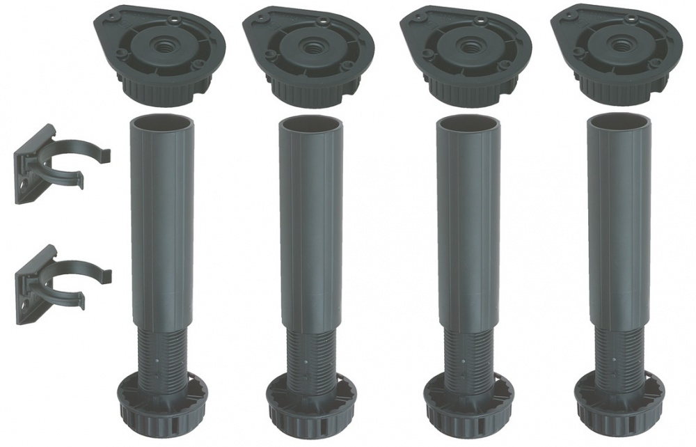 Adjustable Cabinet Legs Screw Fixing Black Plastic - solmer.co.uk