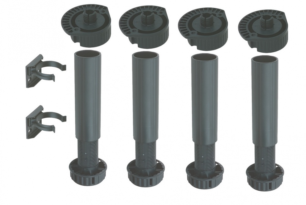 Adjustable Cabinet Legs Dowel Fixing Black Plastic solmer