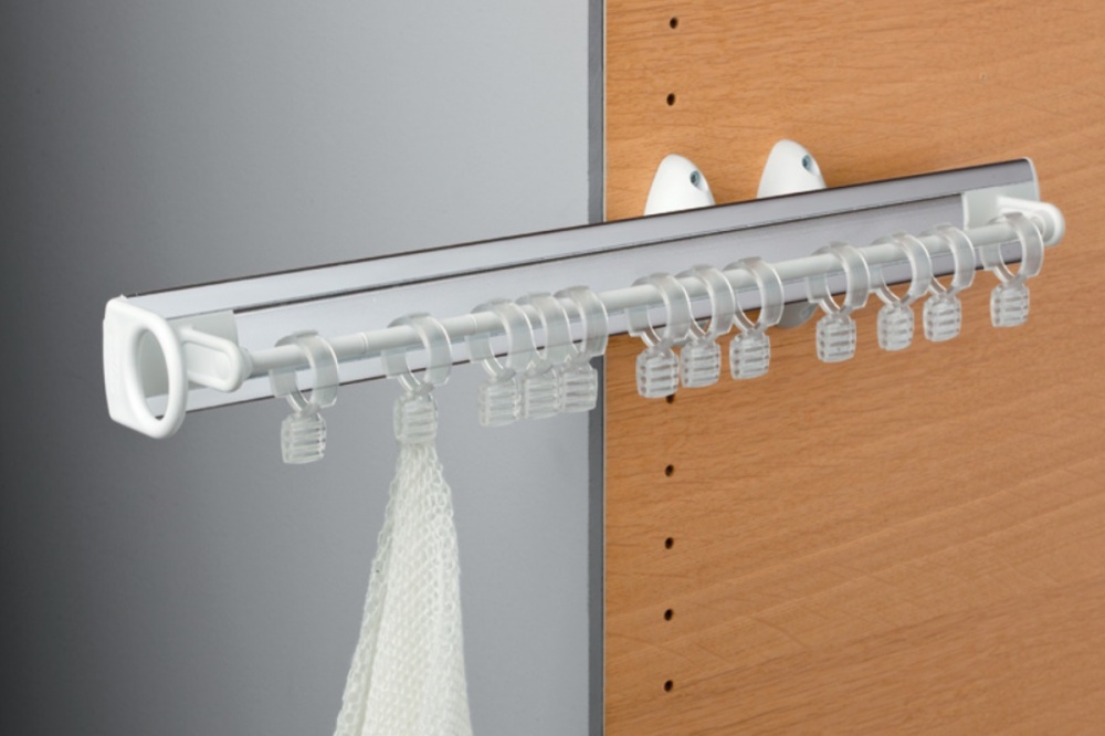 Pull Out Scarf Rack, 8 Hooks, Aluminium and Plastic - solmer.co.uk