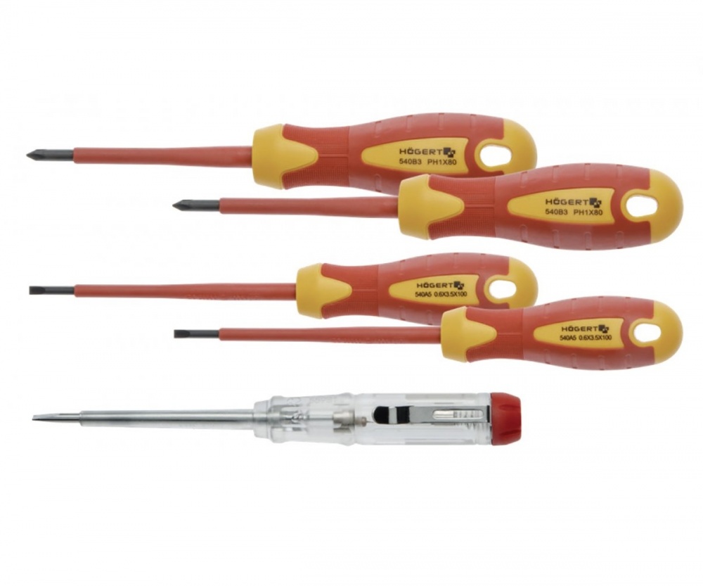 Insulated Screwdriver set with Voltage Tester of 5 pcs - solmer.co.uk
