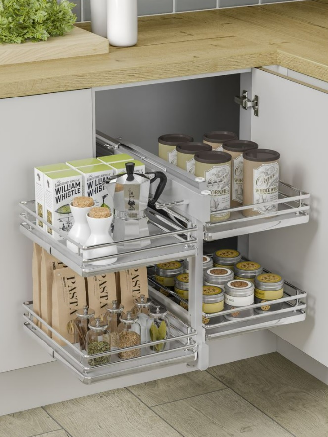 Blind Corner Optimiser Set for Kitchen Cabinet Storage - solmer.co.uk