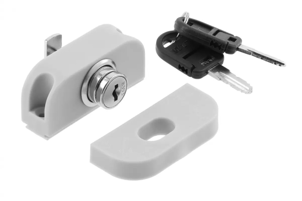 Lock for sliding door systems (lock + plastic) silver - solmer.co.uk